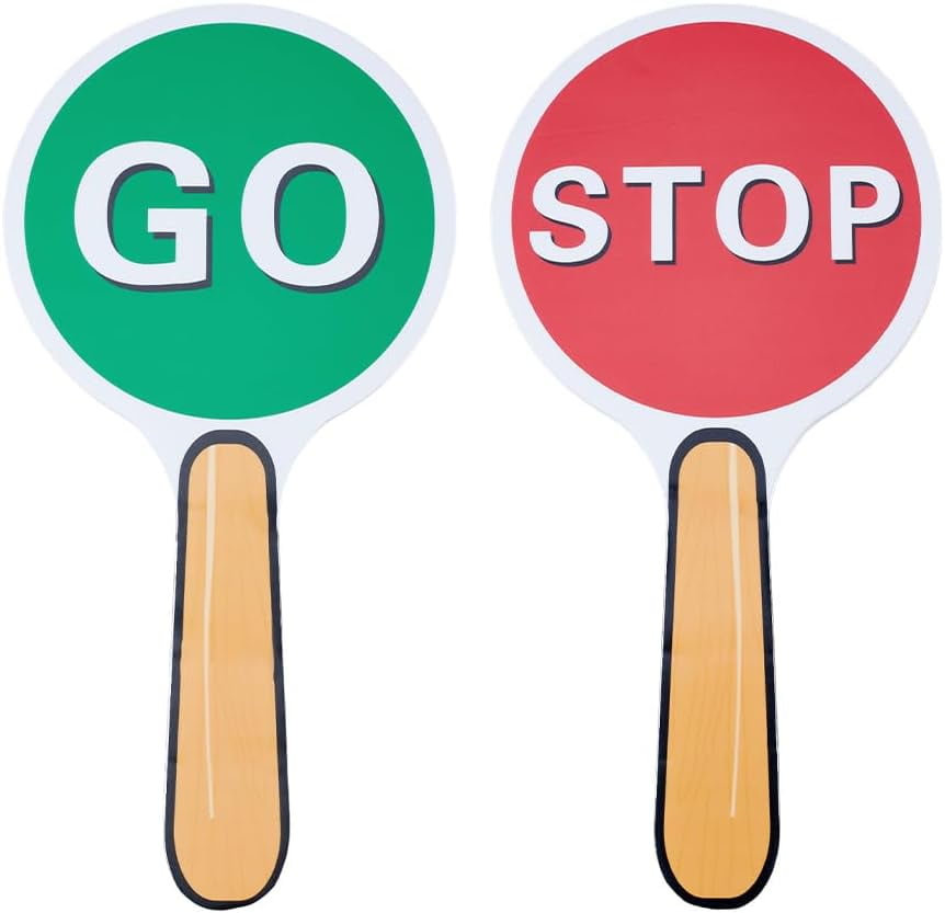 2 pc 2Pcs Plastic Stop and Go Sign Traffic with Handle Double Sided ...