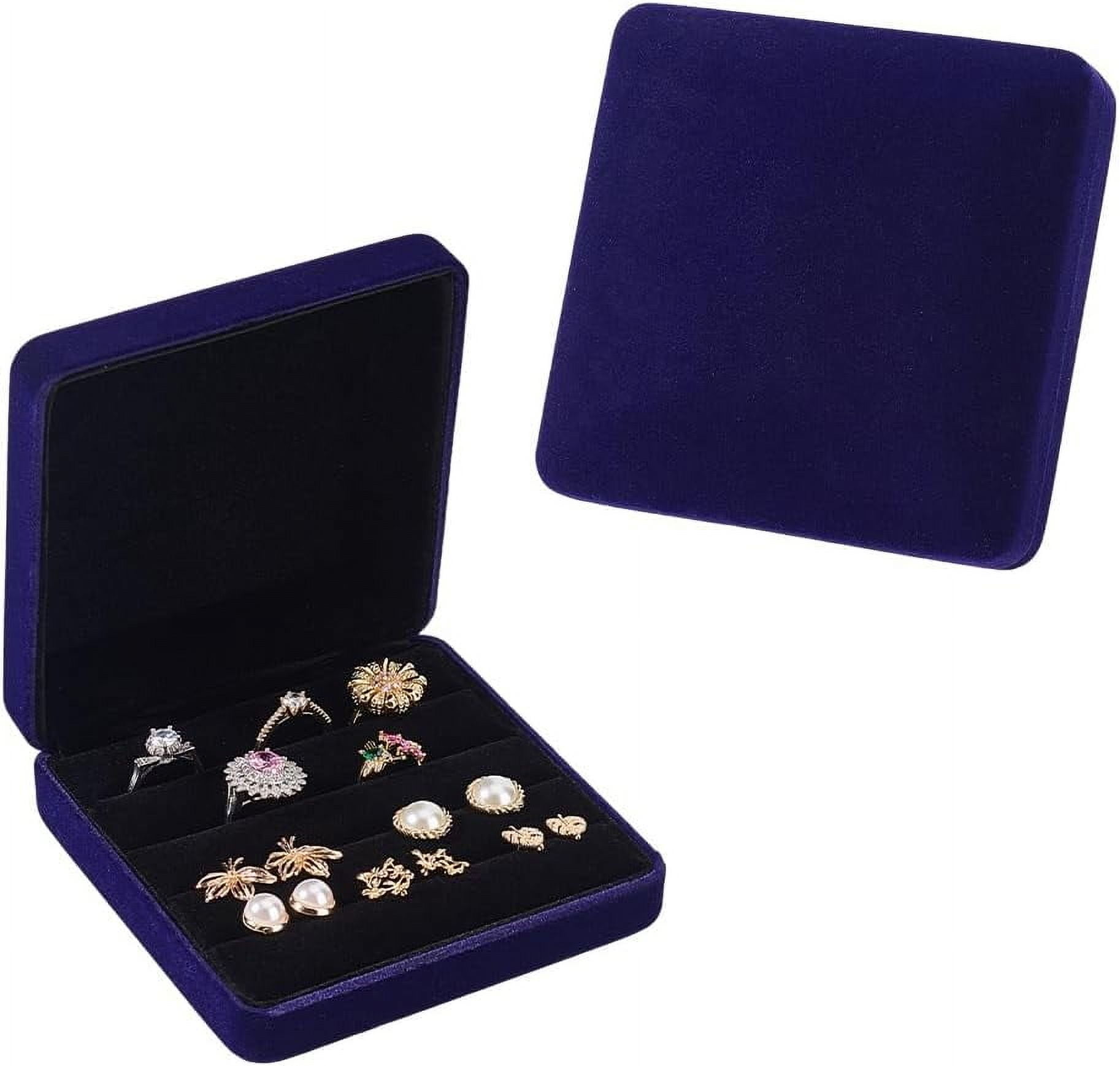 2 pc 2Pcs Royal Blue Velvet Ring Storage Boxes 4.8x4.8x1.7 Inch Velvet ...