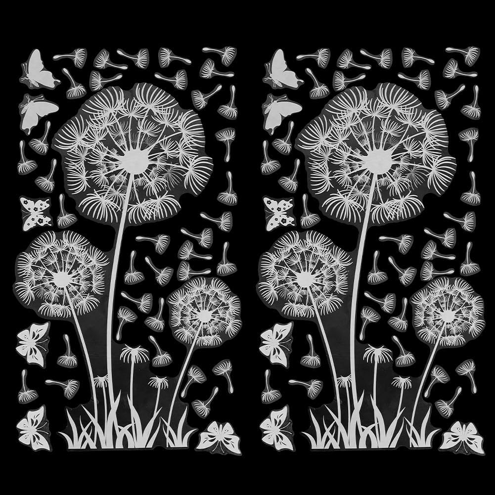 2 pc 2Sets Dandelion Window Clings Floral Window Stickers No Glue Glass ...