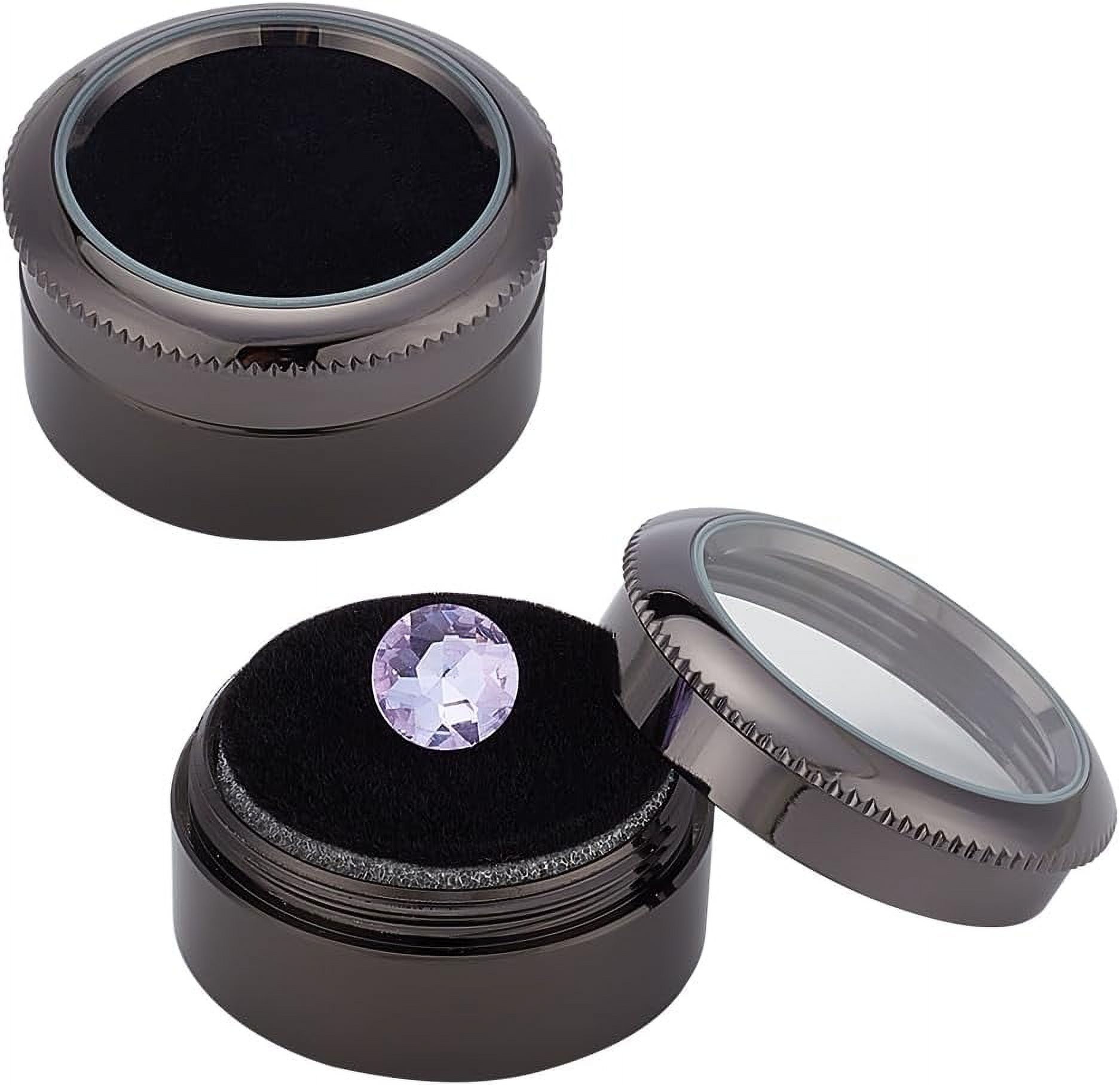 2 pc 2pcs Diamond Display Case Gemstone Display box Gunmetal Stainless ...