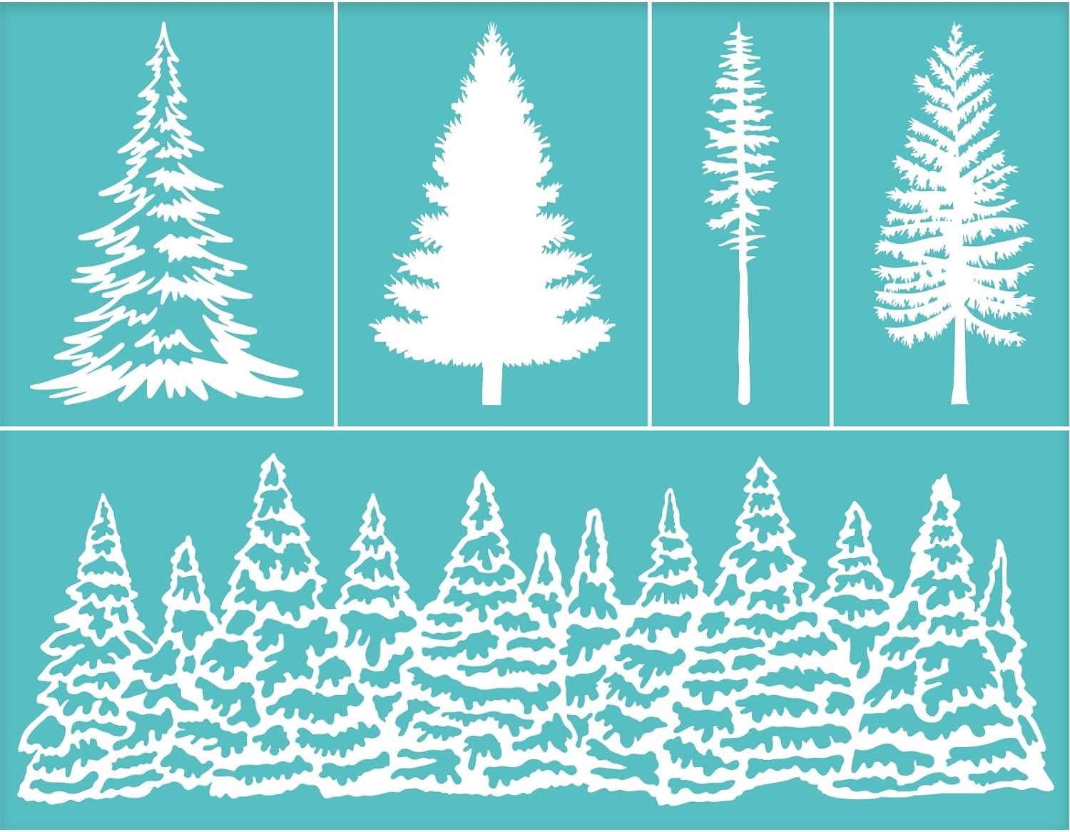 2 pc 2pcs Self-Adhesive Silk Screen Printing Stencils Winter Forest ...