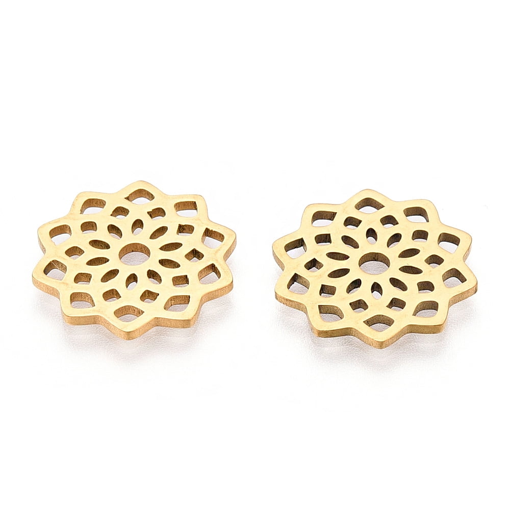 2 pc 304 Stainless Steel Filigree Joiners Links Laser Cut Links Flower ...