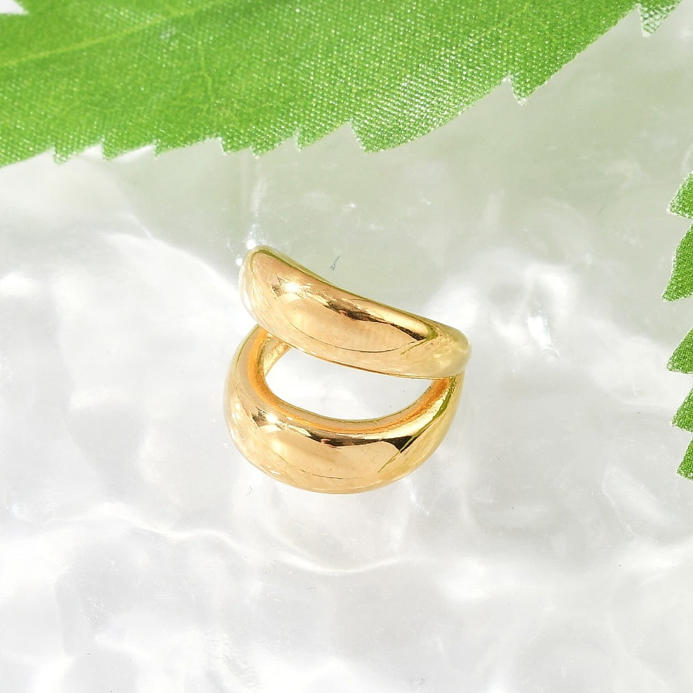 2 pc 304 Stainless Steel Real 18K golden Plated Two-layer C-Shaped Cuff ...