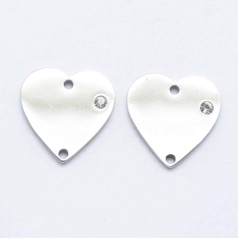 2 pc 316 Surgical Stainless Steel Micro Pave Cubic Zirconia Links ...