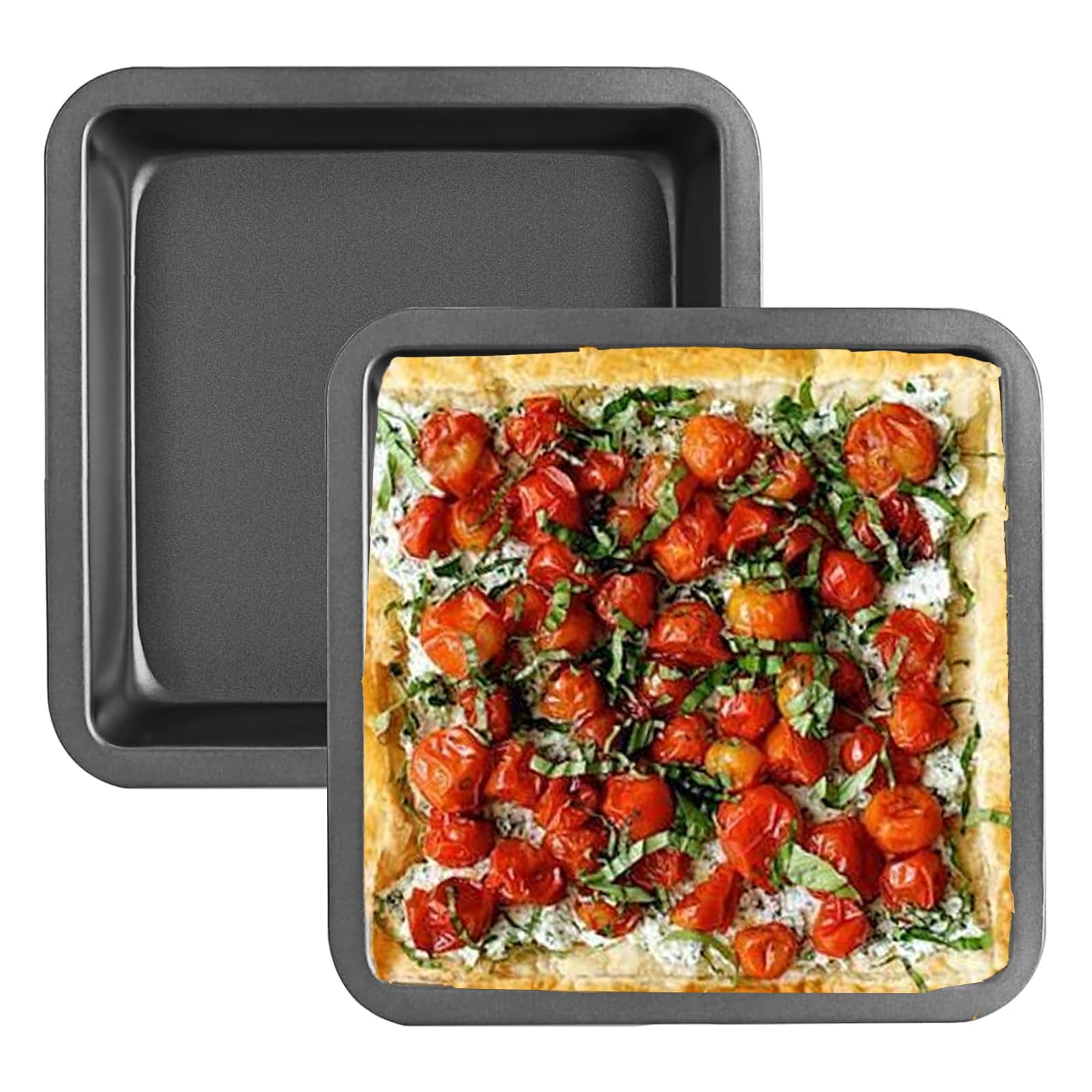2 pc 8 Inch Square Baking Dish, Nonstick Square Baking Pans for Baking ...