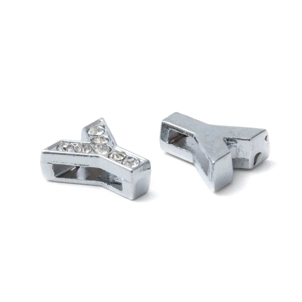 2 pc Alloy Letter Slide Charms with Grade A Rhinestone Platinum color ...