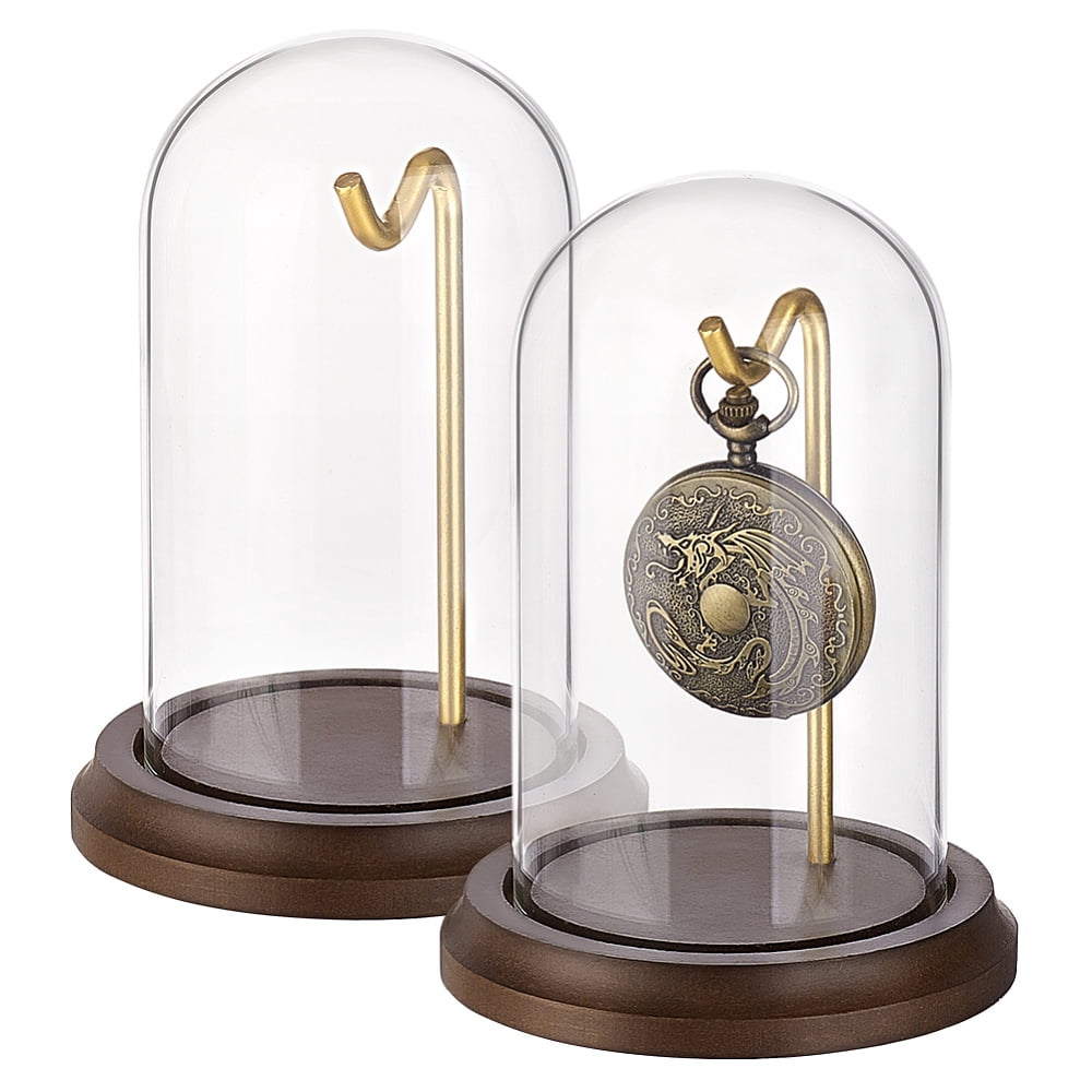 2 pc Arch Glass Dome Cover Decorative Display Case Cloche Bell Jar with ...