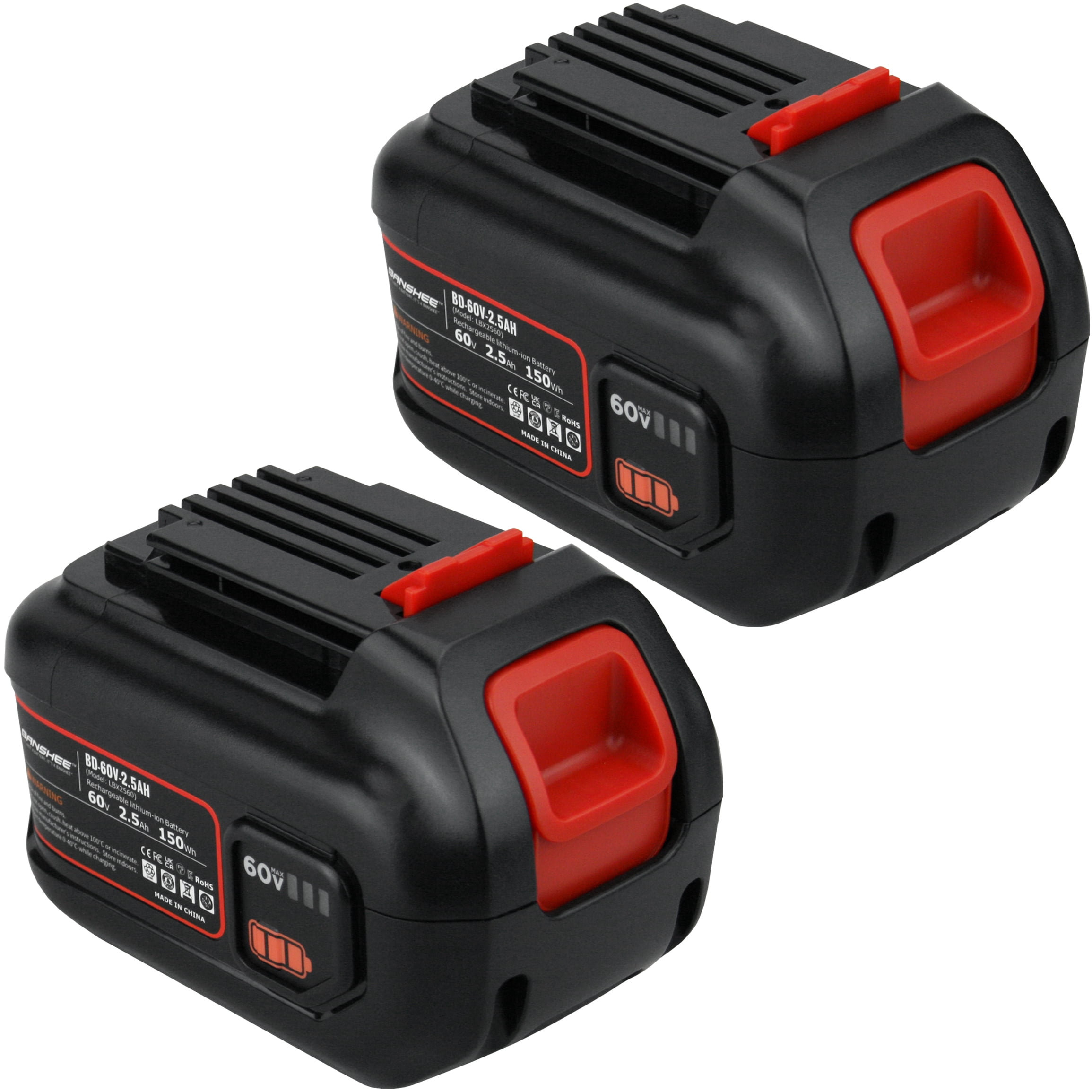 2 pc Banshee 60V 2.5Ah 150Wh Lithium Ion Replacement Battery Compatible ...