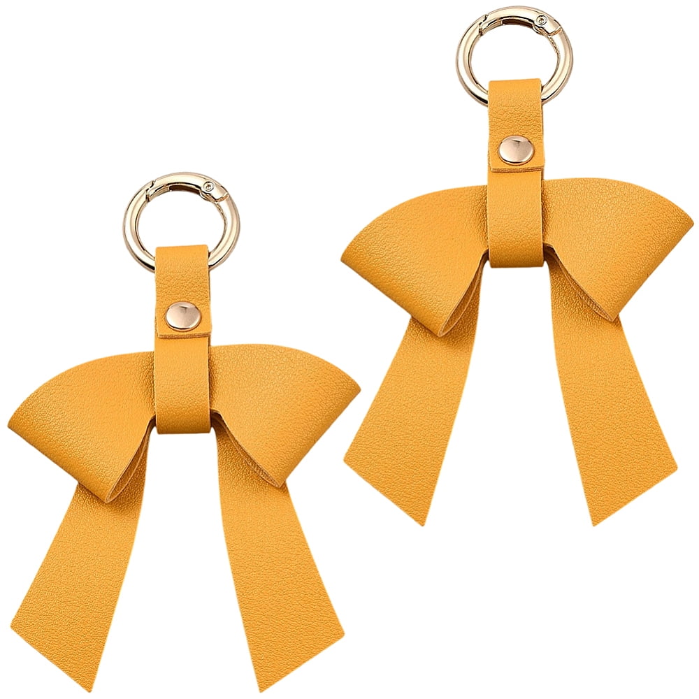 2 pc Bowknot PU Leather & Alloy Keychain Gold 120mm - Walmart.com