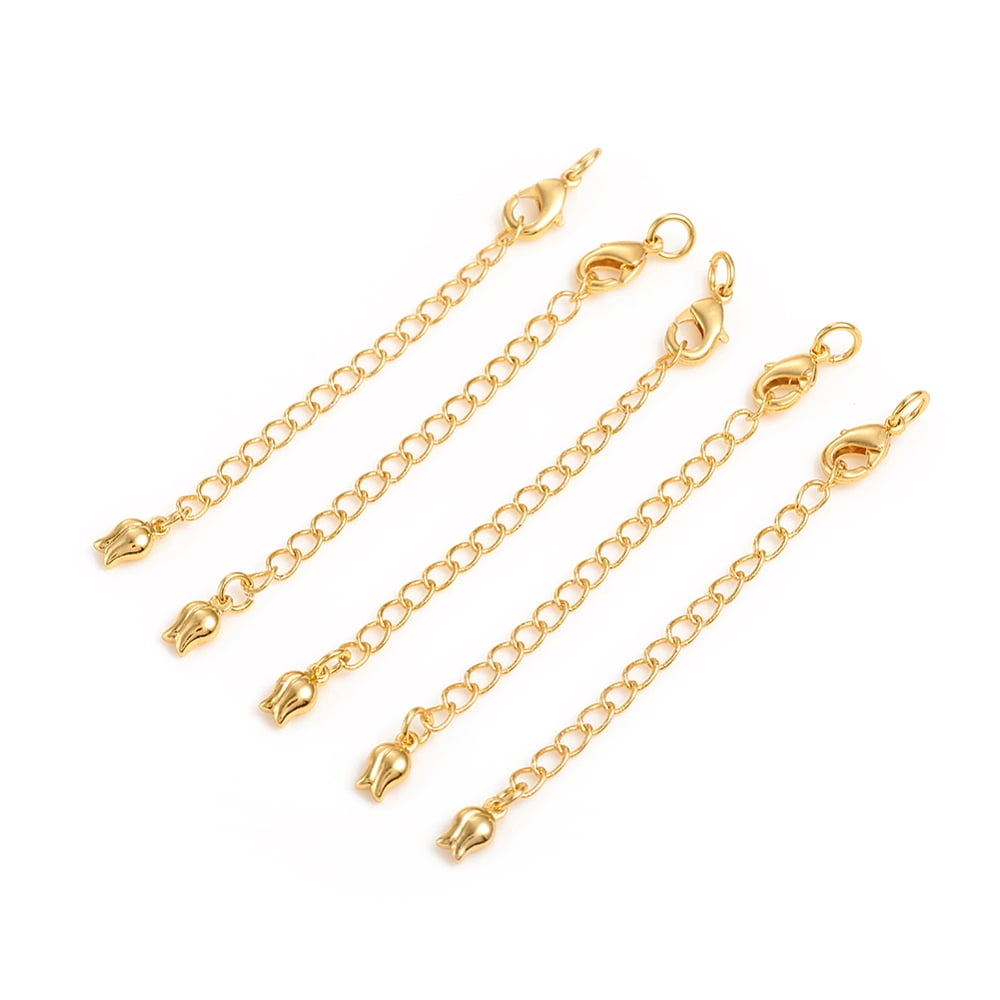 2 pc Brass Chain Extender with Curb Chains and Lobster Claw Clasps Long ...