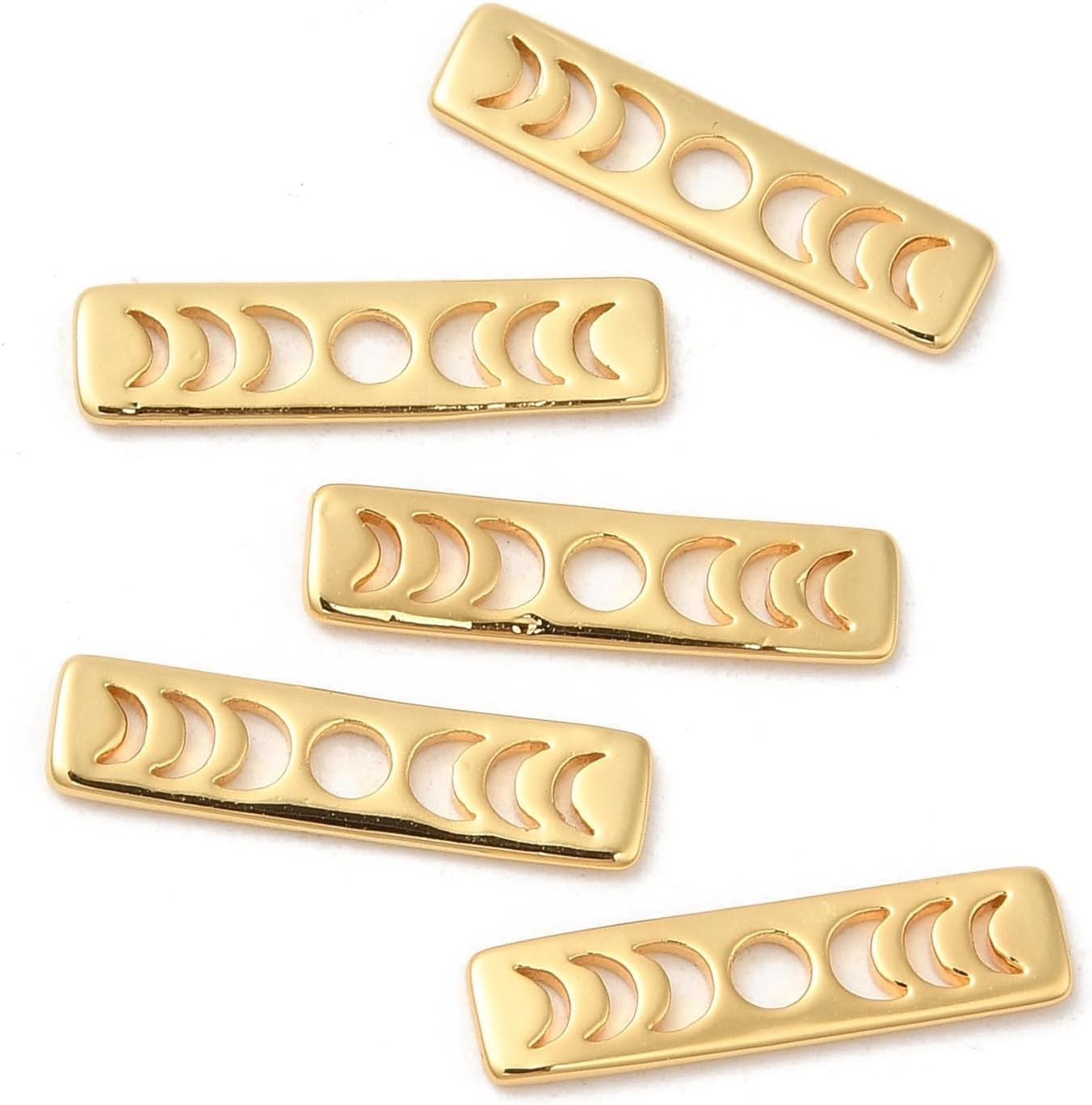 2 pc Brass Moon Phase Bar Pendants Long-Lasting Plated Rectangle Real ...