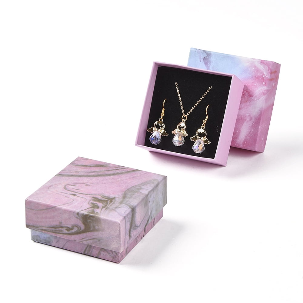 2 pc Cardboard box Jewelry set boxes with Sponge Inside Square Light ...