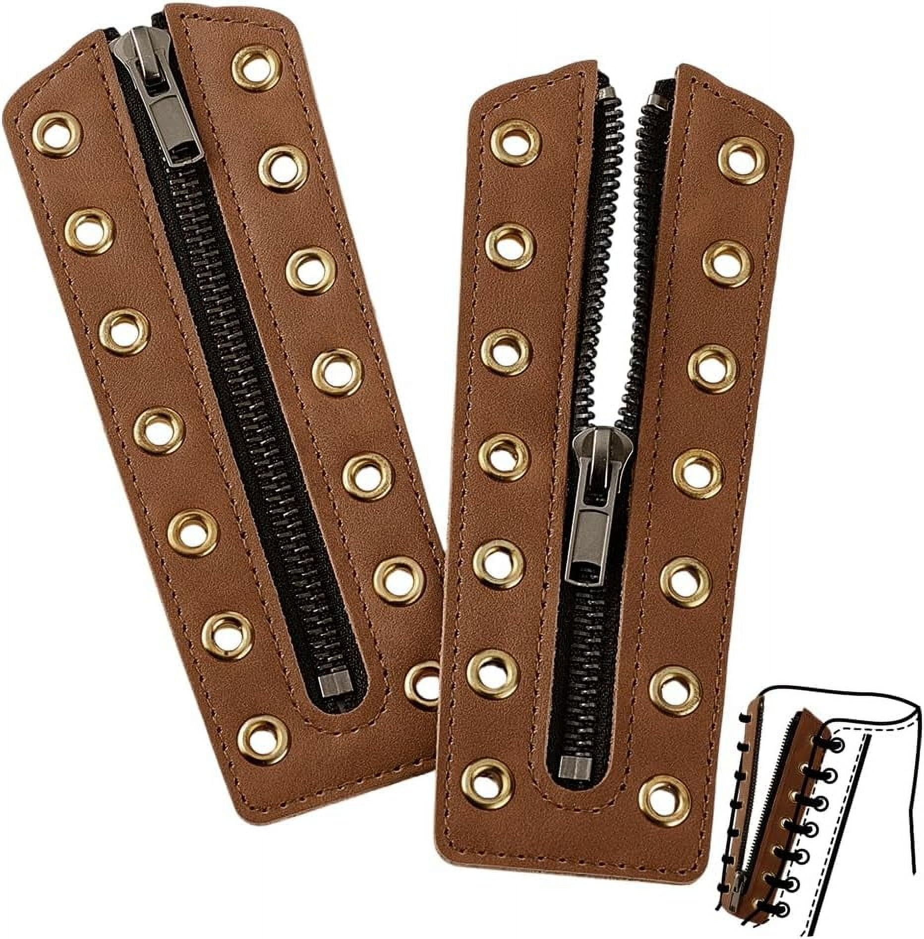 2 pc Cowhide Leather Lace-in Boot Zipper Inserts Tieless Shoe Laces ...