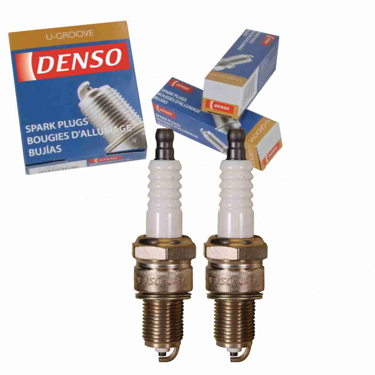 2 pc DENSO 6044 Standard U-Groove Spark Plugs for W9EXR-U Ignition Wire ...