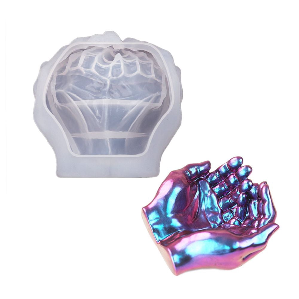 2 pc DIY 3D Double Hand Ashtray Statue Silicone Molds Storage Molds ...