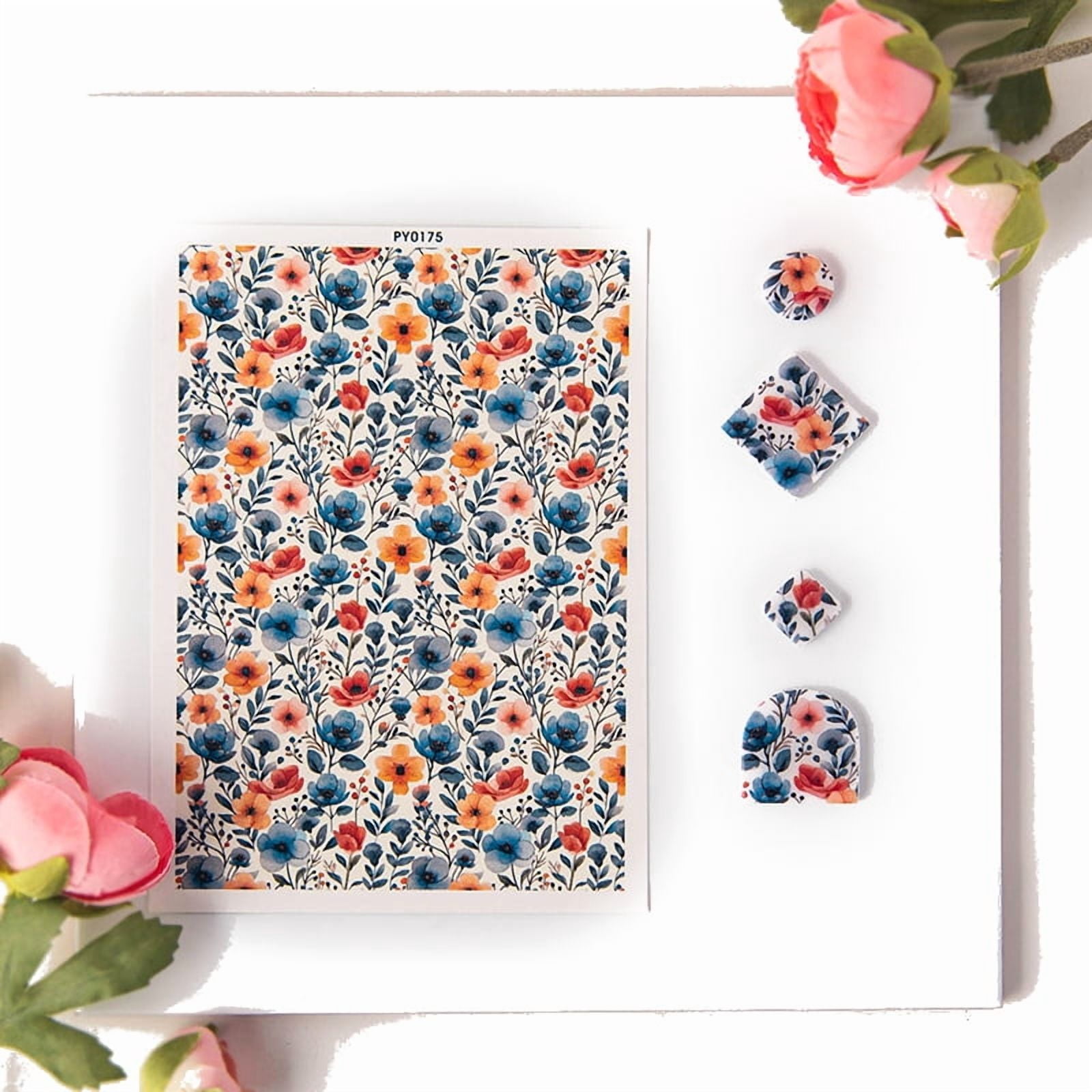 2 pc Flower Pattern Ceramics Clay Water Transfer Paper Underglaze ...