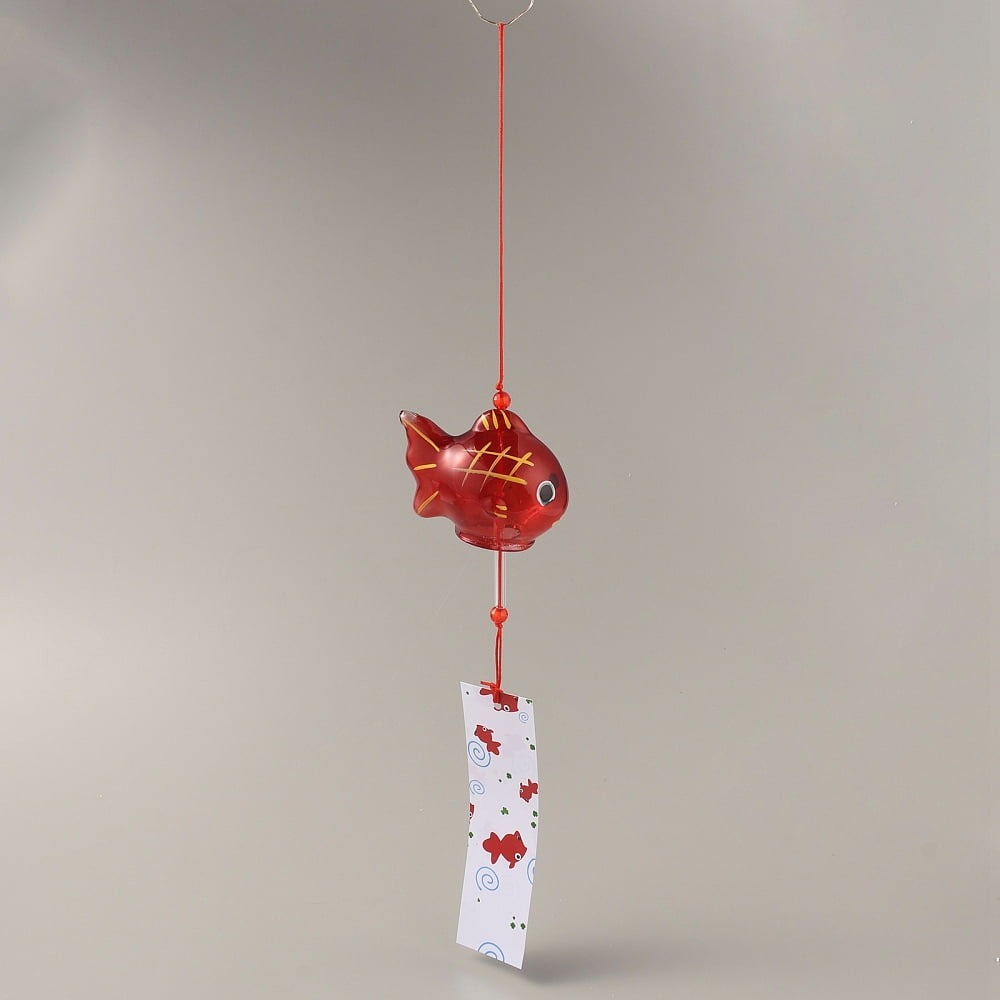 2 pc Glass Wind Chimes Fish Small Wind Bells with Paper Card and Resin ...