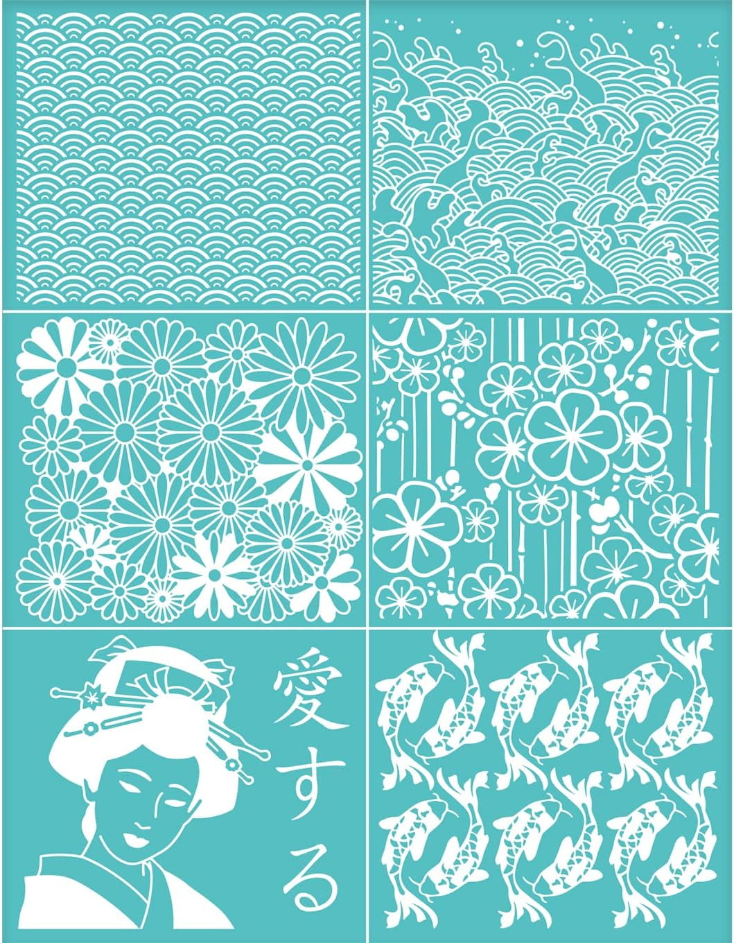 2 pc Japanese Traditional Style Self-Adhesive Silk Screen Printing ...