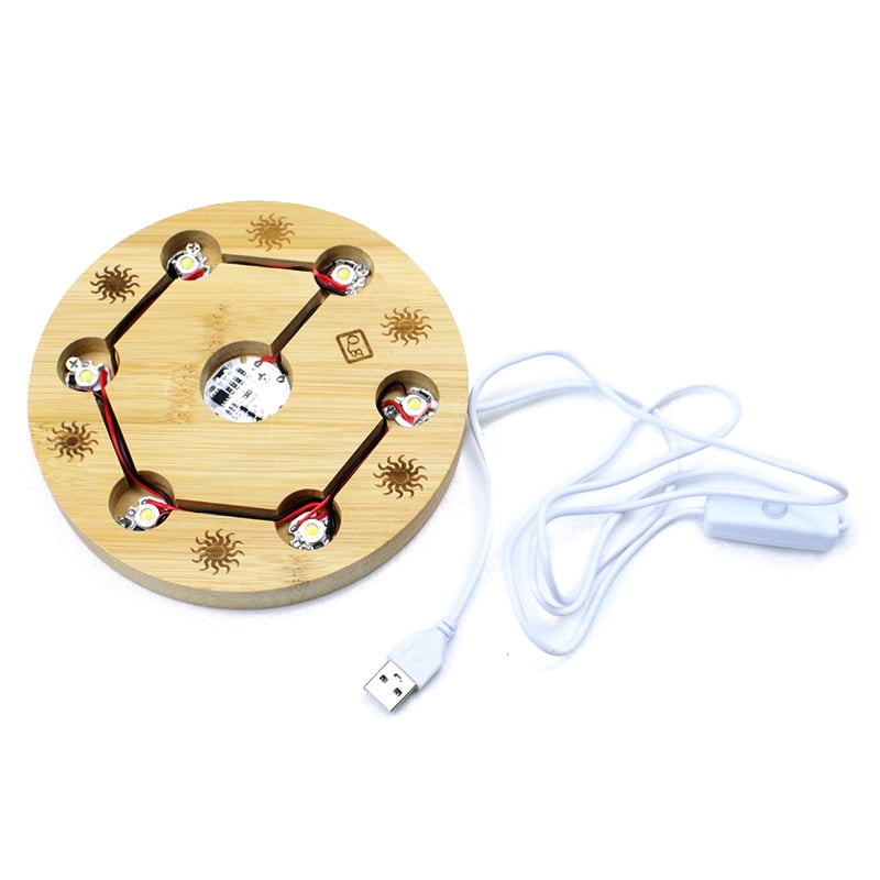 2 pc LED Wood Seven Star Array Ball Pedestal Jewelry Display Base with ...