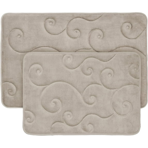 2 pc Memory Foam Bath Mat Set by - Coral Fleece Embossed Pattern ...