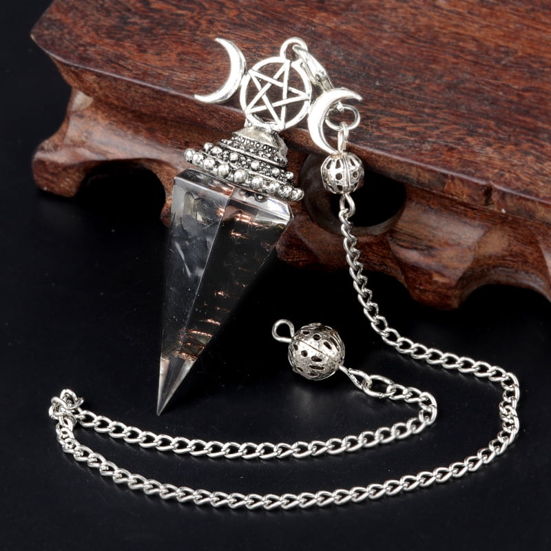 2 pc Natural Obsidian Chip & Resin Orgonite Dowsing Pendulum Big Pendants with Platinum Plated ...