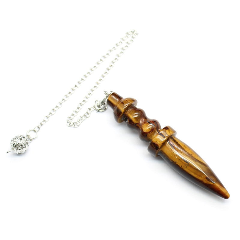 2 pc Natural Tiger Eye Dowsing Pendulum Big Pendants Cone Charm Reiki ...
