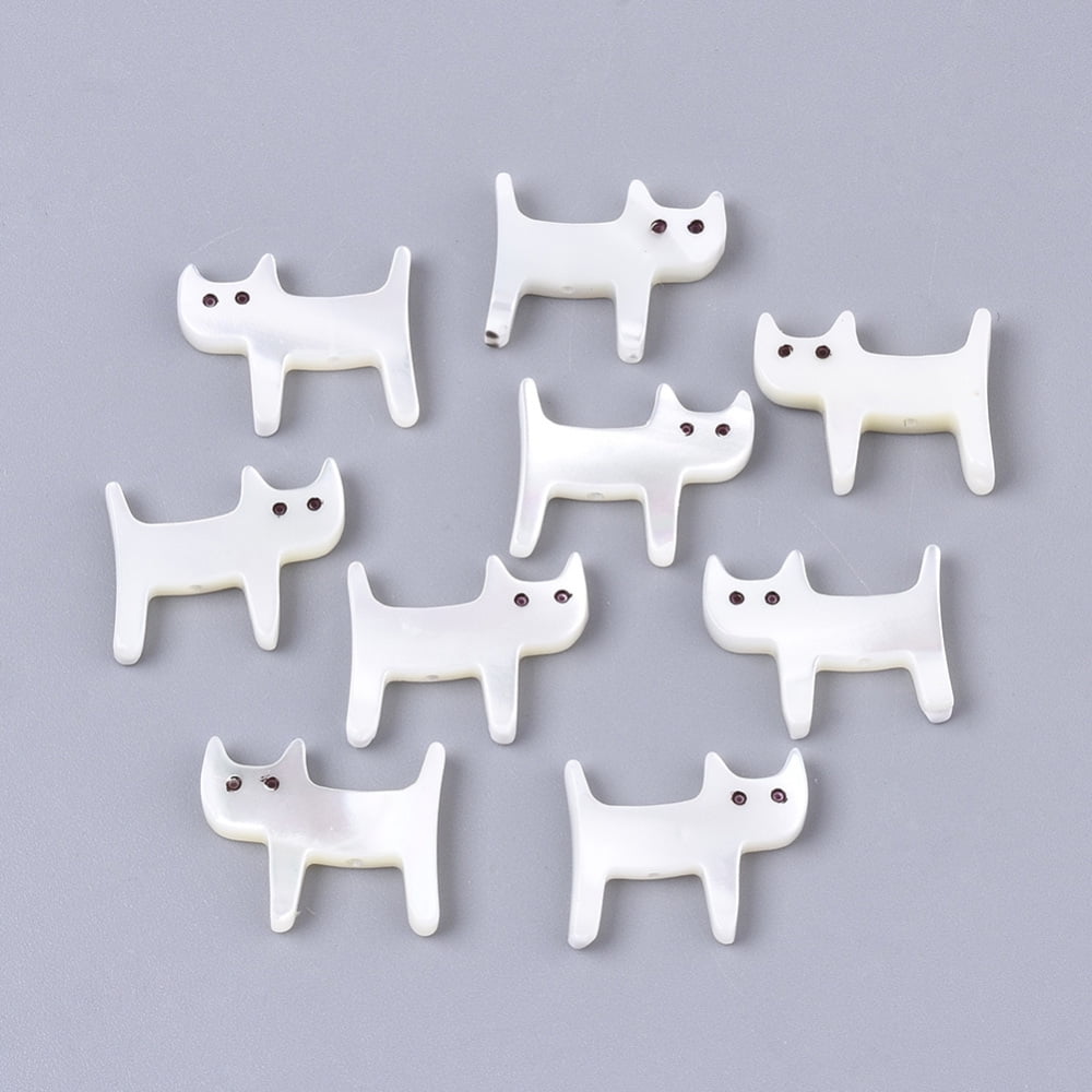 2 pc Natural Trochid Shell/Trochus Shell Beads Cat Shape 11.5x14x2mm ...