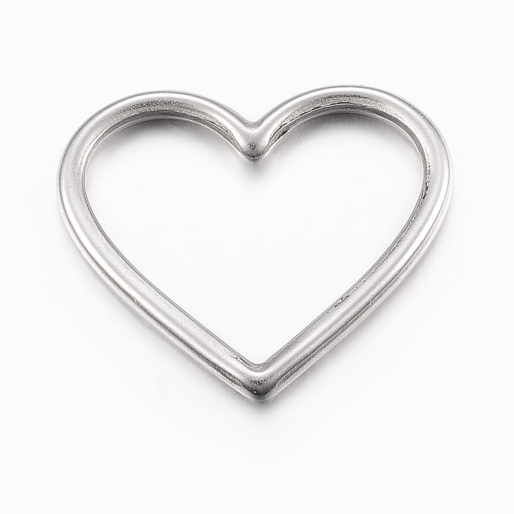 2 pc Non-Tarnish 304 Stainless Steel Linking Rings Heart Stainless ...
