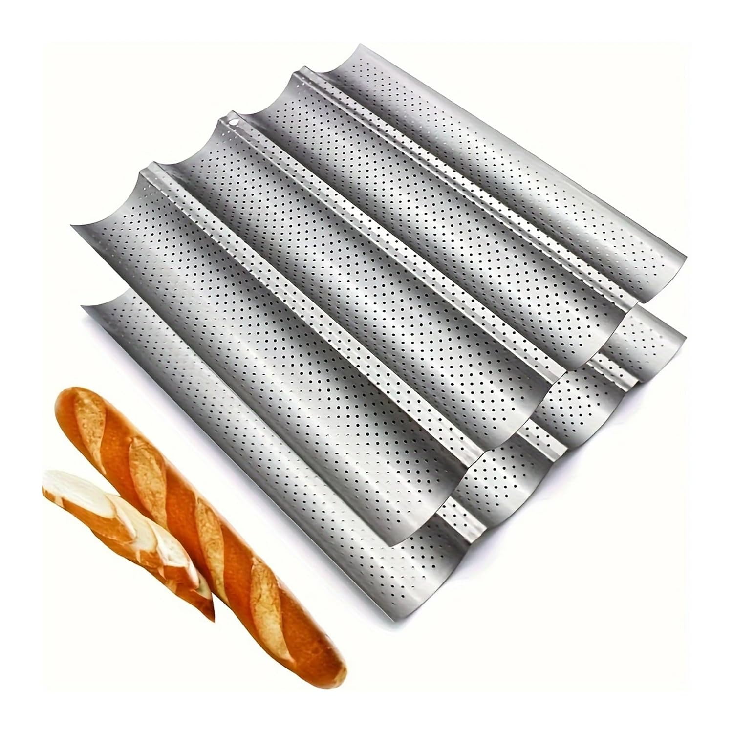 2 pc Nonstick Bread Pans - Commercial Grade Baguette Mold for French ...