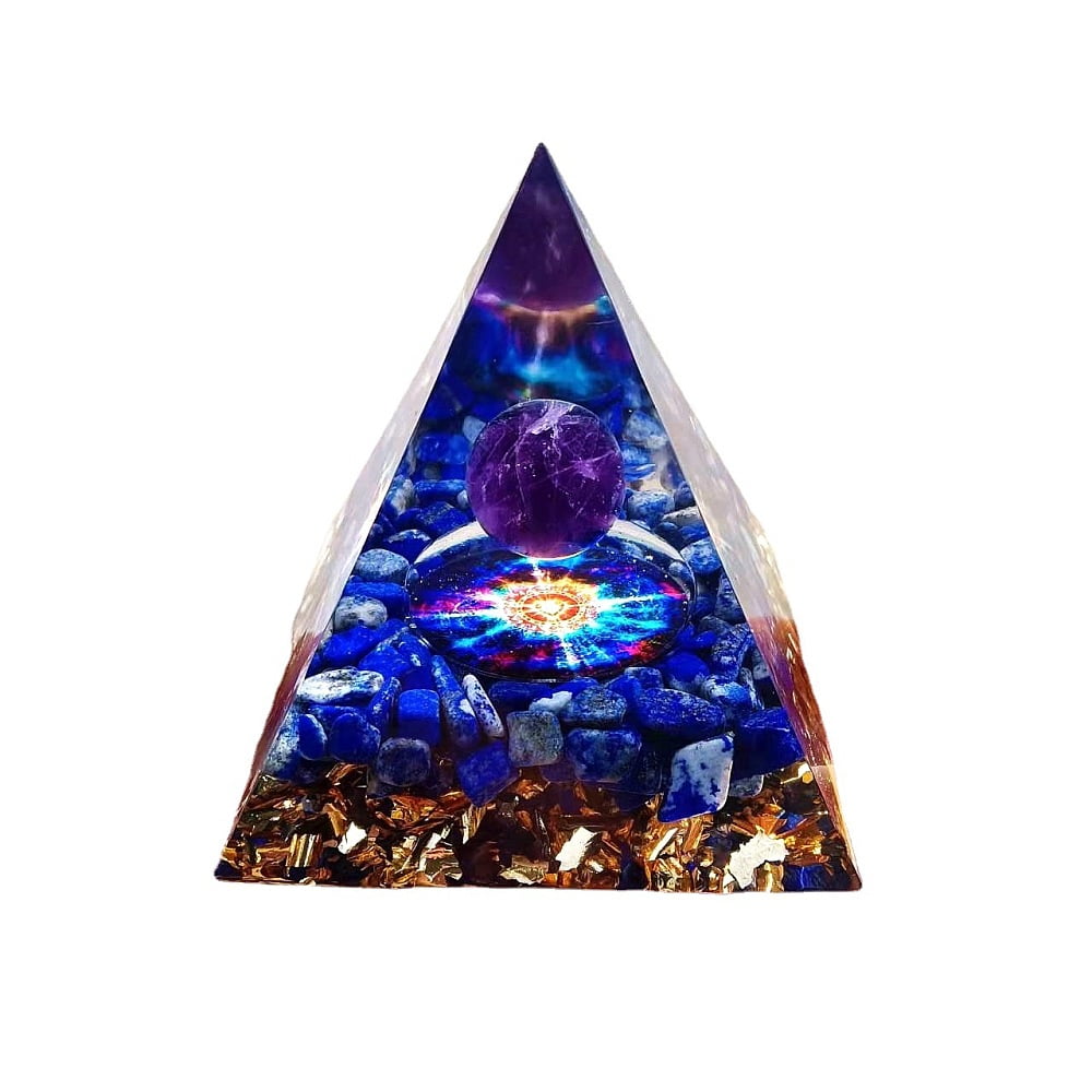 2 pc Orgonite Pyramid Resin Display Decorations with Natural Amethyst ...
