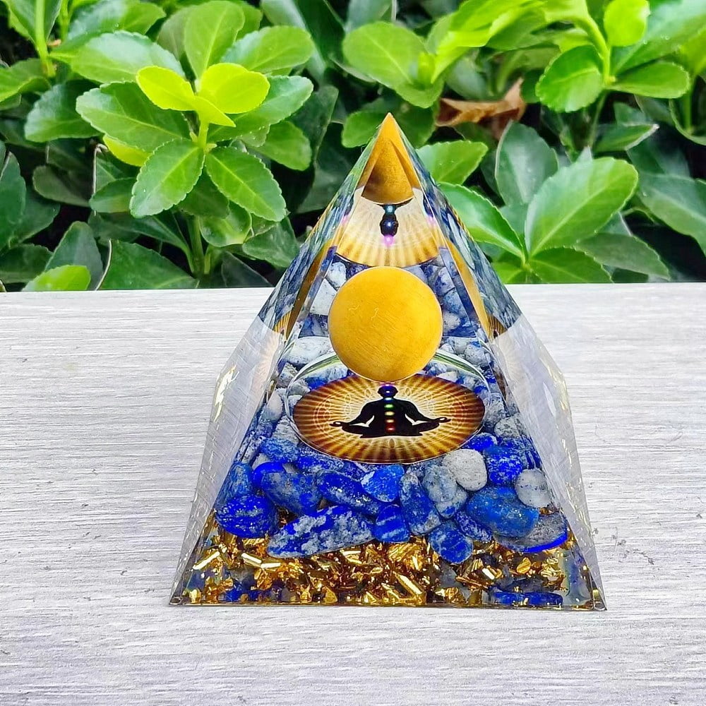 2 pc Orgonite Pyramid Resin Energy Generators Natural Lazuli Chips ...