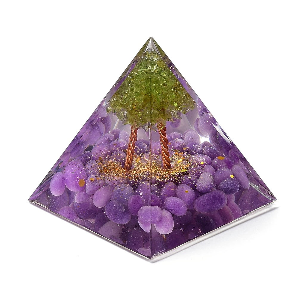 2 pc Orgonite Pyramid Resin Energy Generators Reiki Natural Amethyst ...