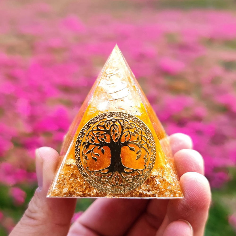 2 pc Orgonite Pyramid Resin Energy Generators Reiki Natural Citrine ...