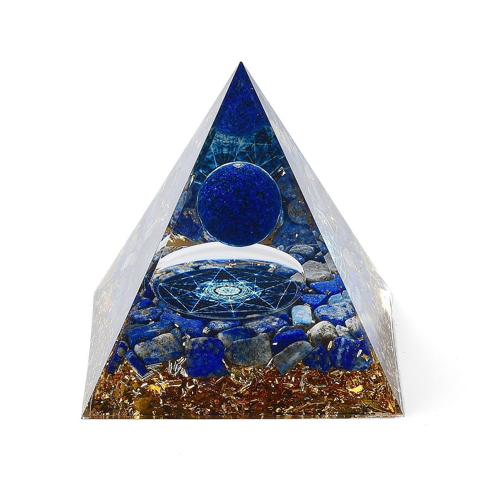 2 pc Orgonite Pyramid Resin Energy Generators Reiki Natural Lazuli ...