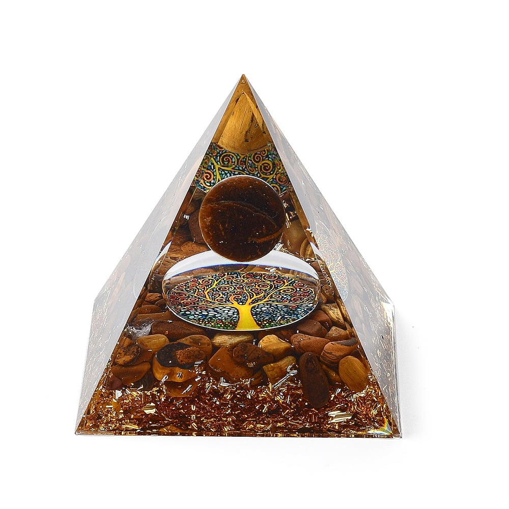 2 pc Orgonite Pyramid Resin Energy Generators Reiki Natural Tiger Eye ...