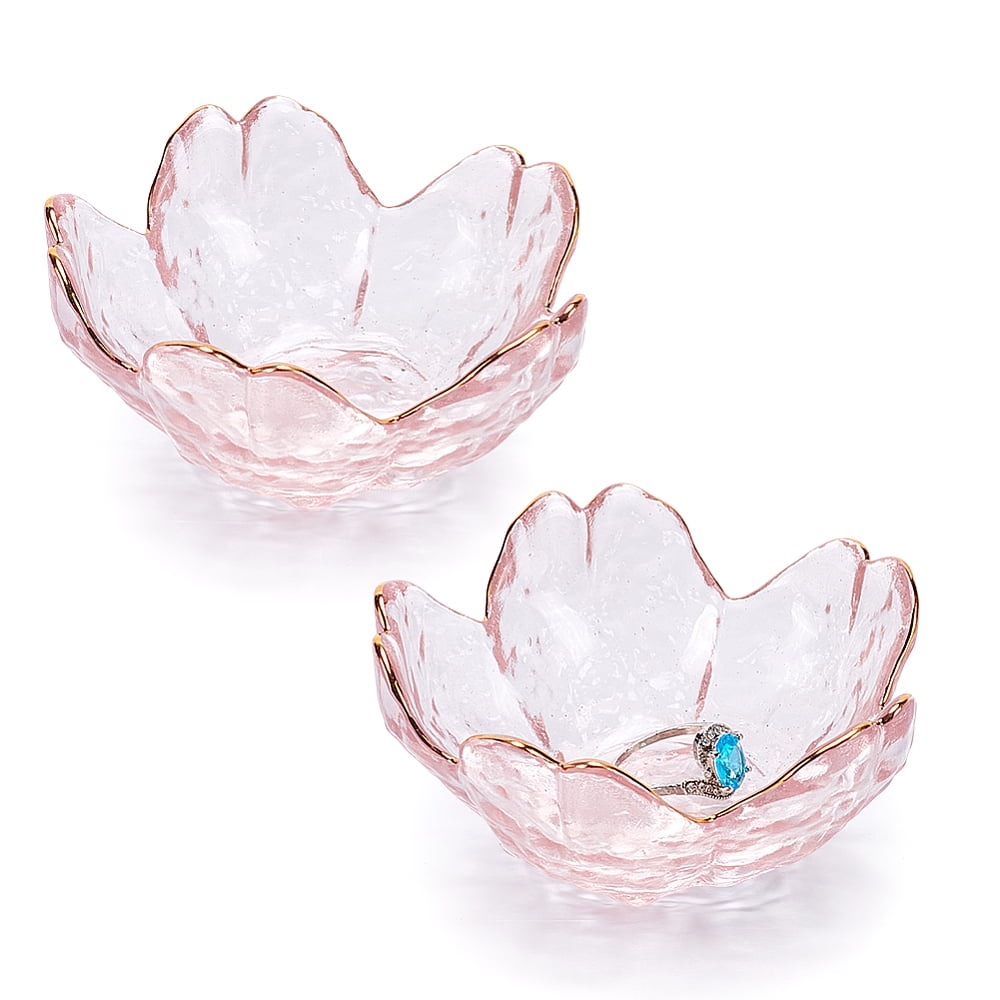 2 pc Pink Cherry Blossom Glass Condiment Dish Pink 8.3x8.5x4cm ...