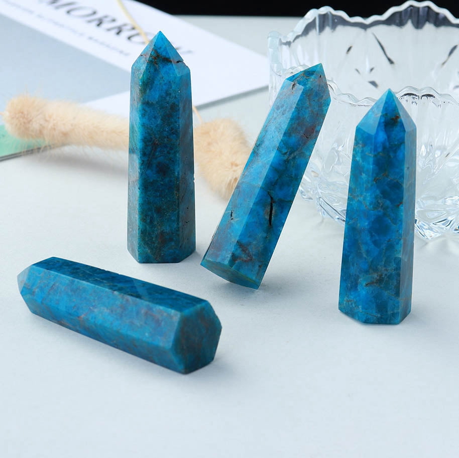 2 pc Point Tower Natural Apatite Home Display Decoration Healing Stone ...