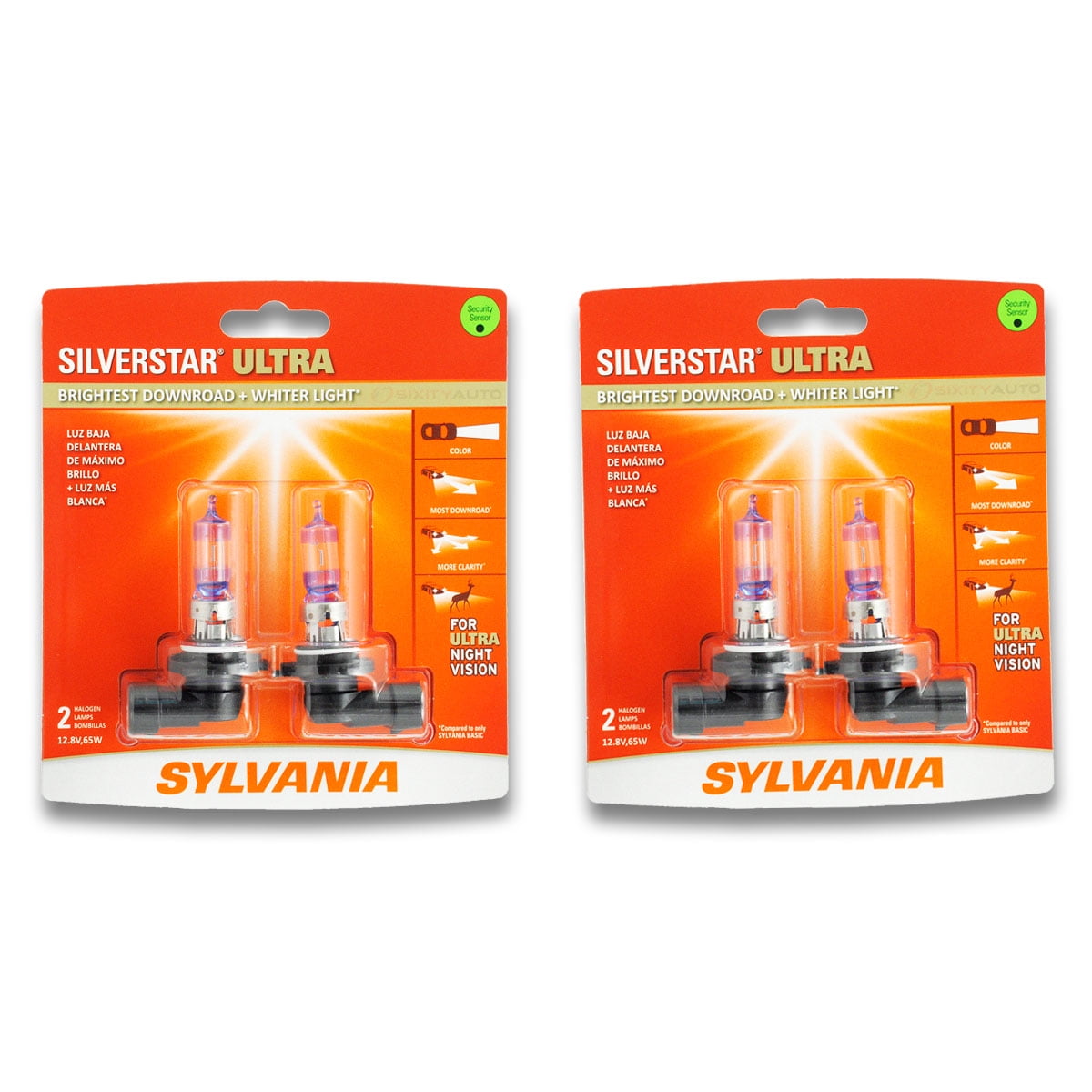 2 pc SYLVANIA 9005SU.BP2 SilverStar Ultra Multi Purpose Halogen Bulbs ...