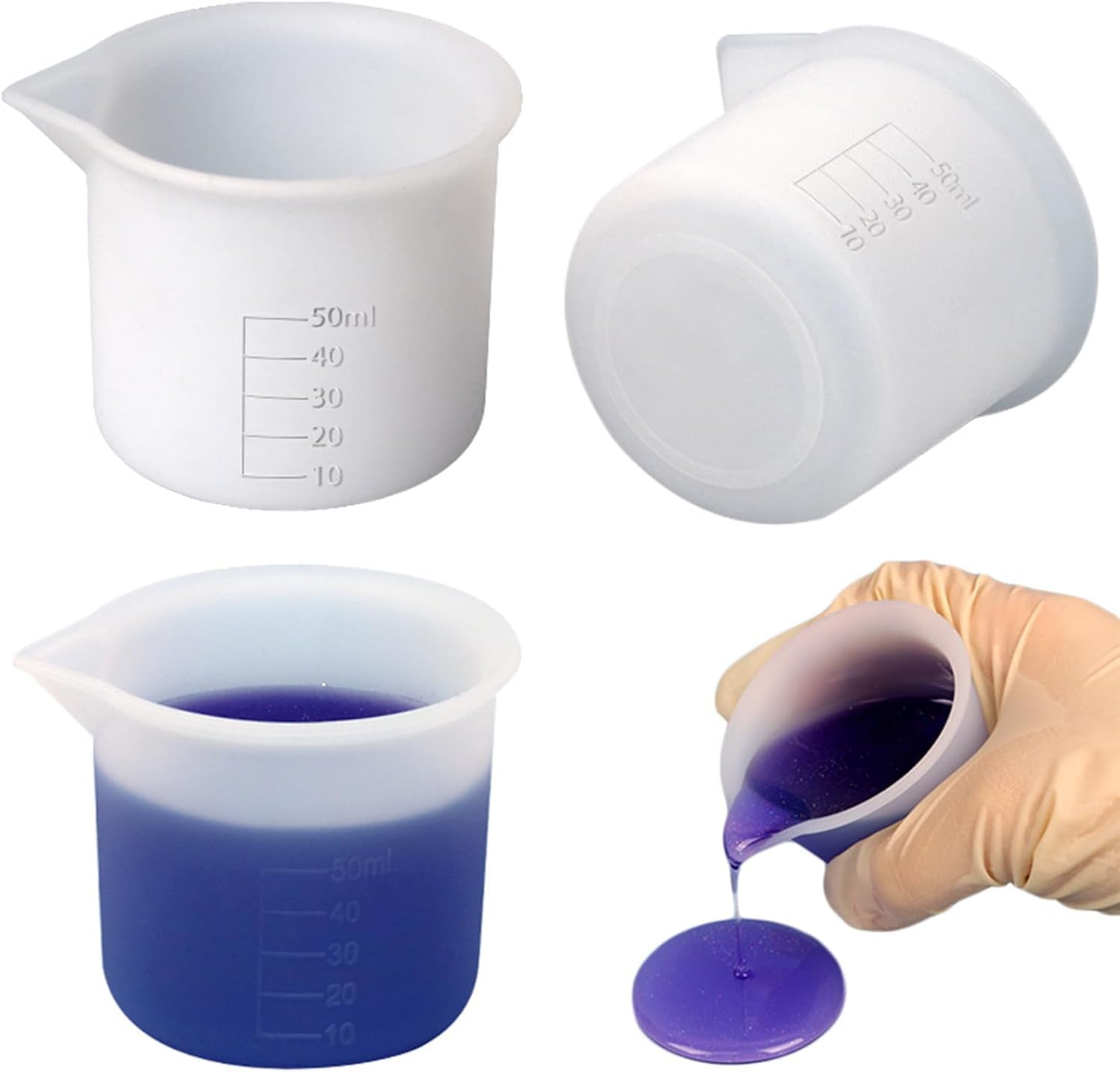 2 pc Silicone Measuring Cups Graduated Mixing Cup UV Resin Epoxy Resin ...