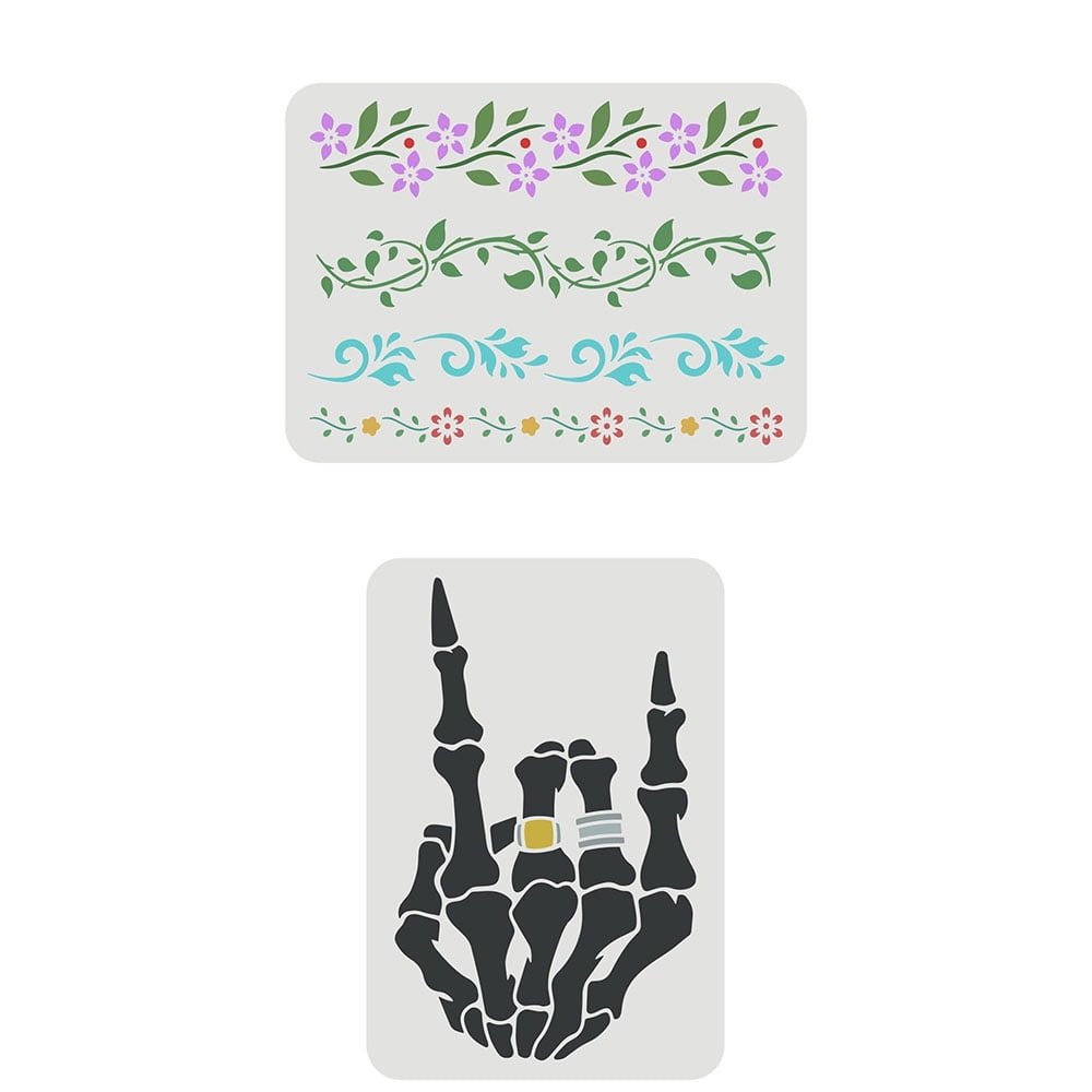 2 pc Skeleton Hand Stencil 29.7x21cm Skeleton Rock Hand Stencils ...