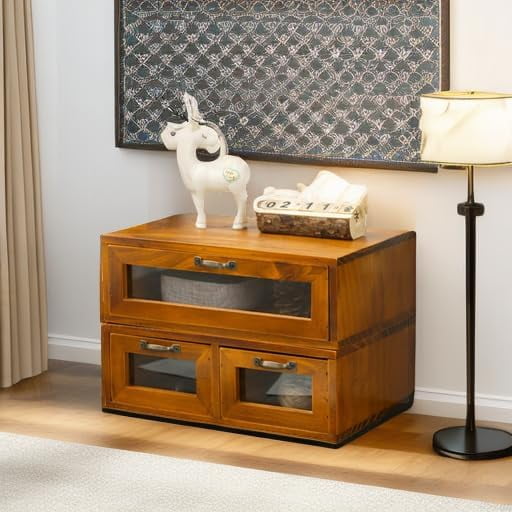 2-pc Stackable Storage Drawers - See-Through Wooden Storage Cabinets ...