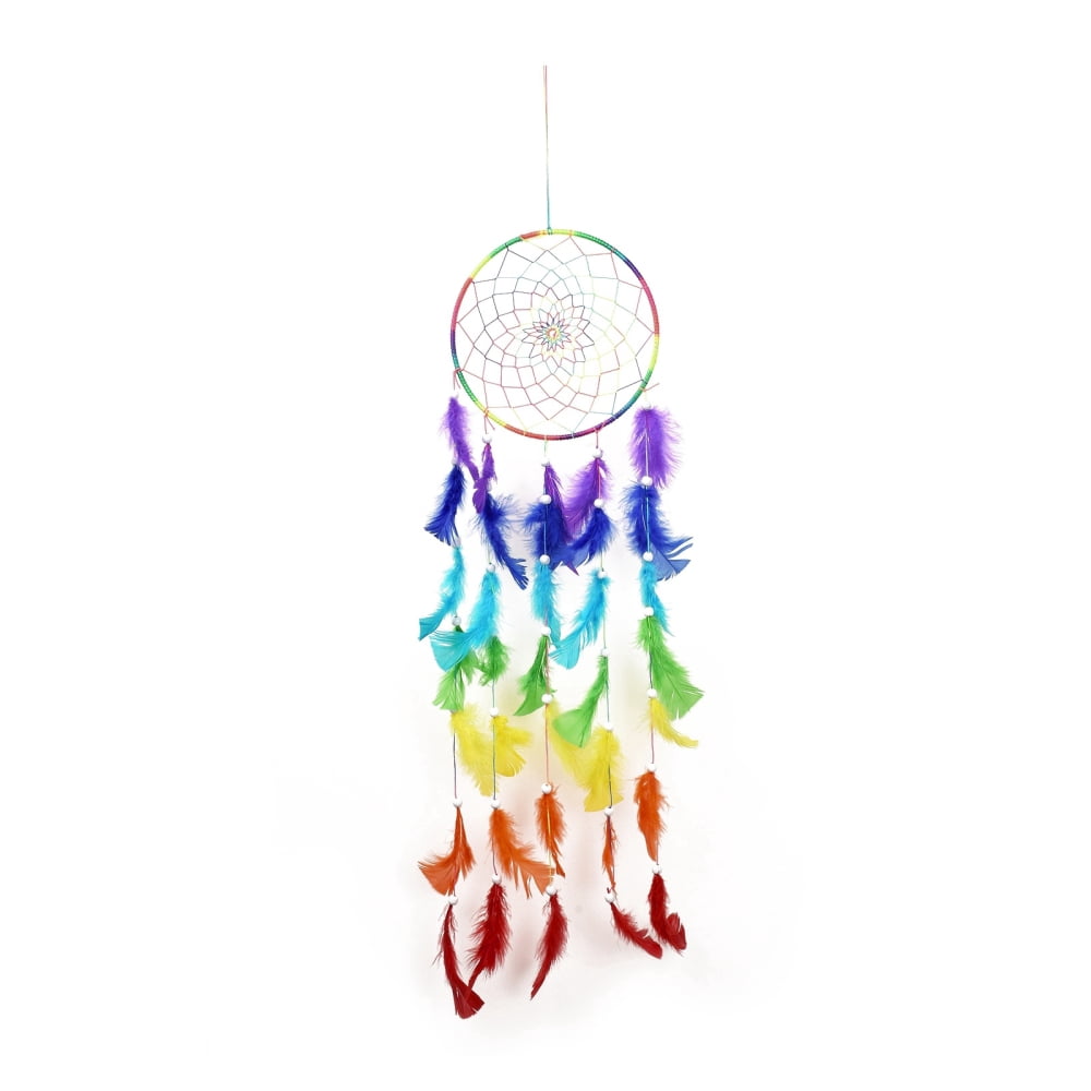 2 pc Theme Iron Woven Web/Net with Feather Pendant Decorations with ...
