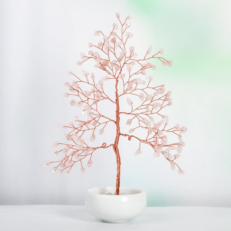 2 pc Undyed Natural Rose Quartz Chips Tree of Life Display Decorations ...