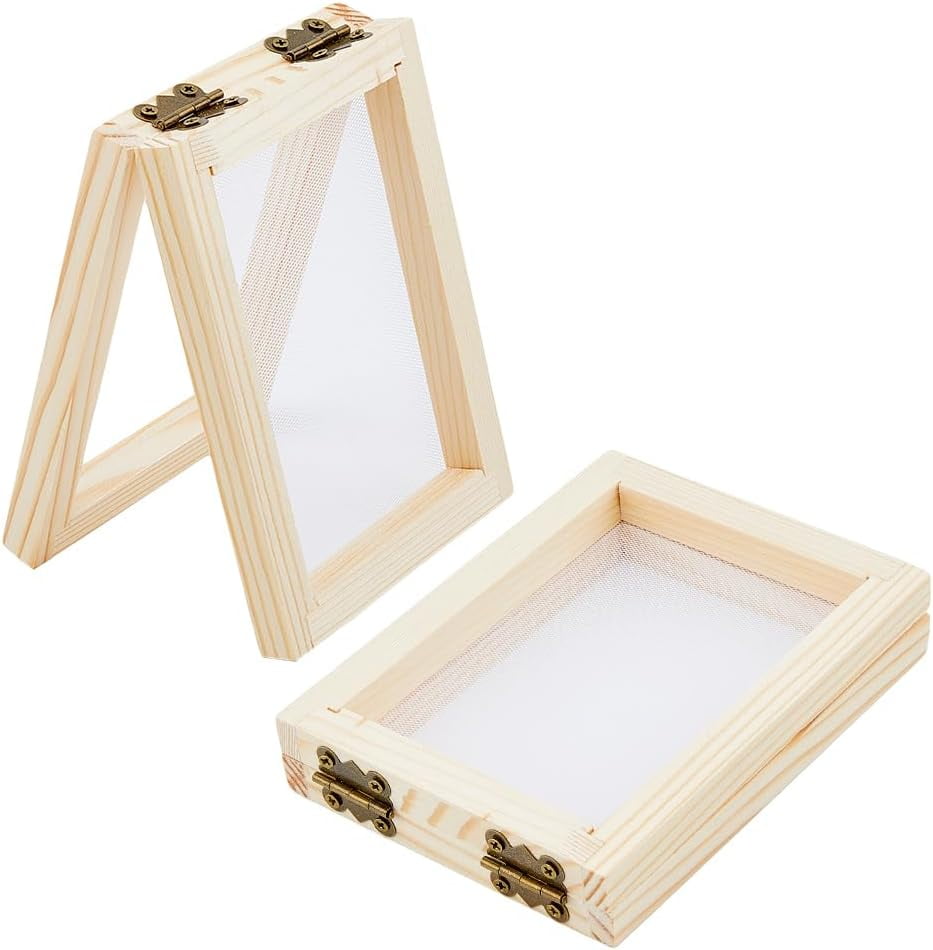 2 pc Wood Paper Making Frame 13x10x2.3cm Papermaking Mould Frame with ...