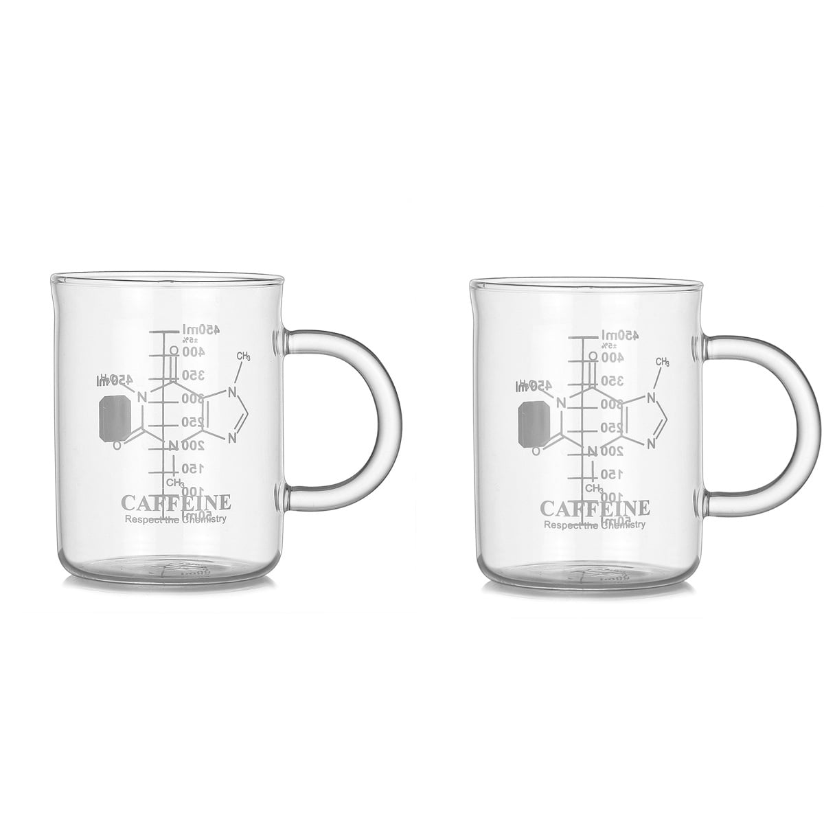 2 pcaks Caffeine Beaker Mug Caffeine Molecule Mug with Handle Graduated ...