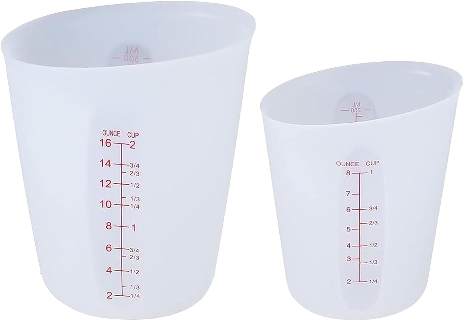 2 pcs 250 ml/500 ml silicone measuring cups, silicone reusable mixing ...