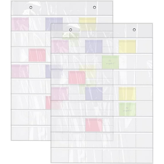 2 pcs 3.54x3.54 inch Card Holder Sleeve Hanging 48 Slot Wall Pocket ...