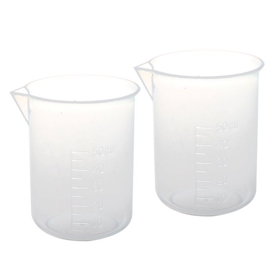 2 pcs 50 ml laboratory plastic water liquid measuring cup Transparent ...
