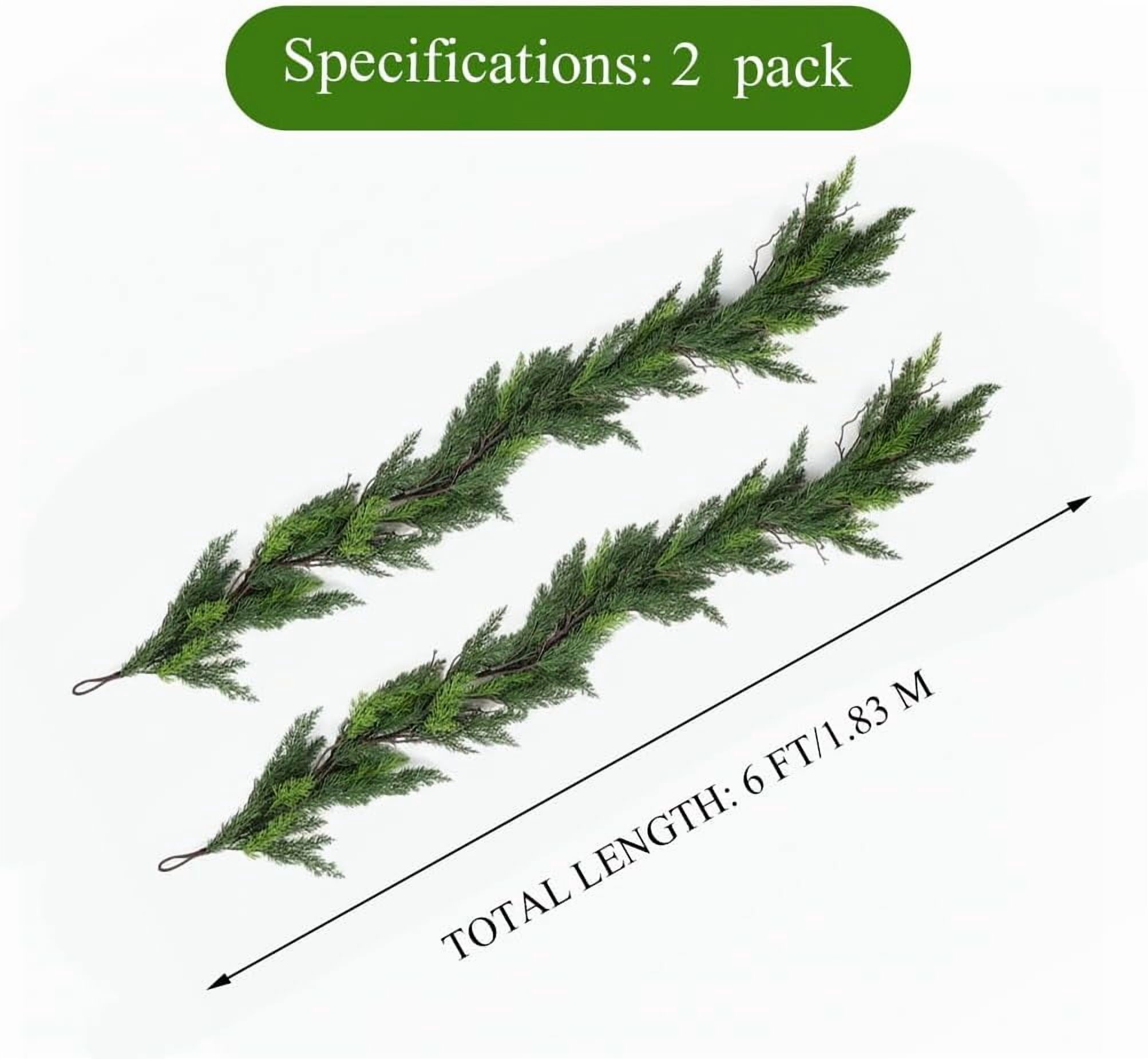 2 pcs 6ft Christmas Real Touch Garlands with Withered Branches,Suitable ...