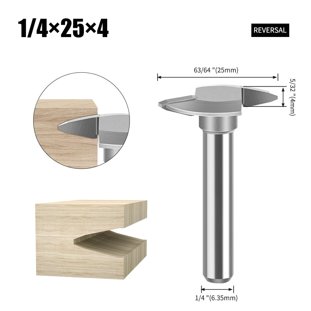 2 pcs 6mm 1/4 inch shank T-shaped groove oblique flat bottom milling ...